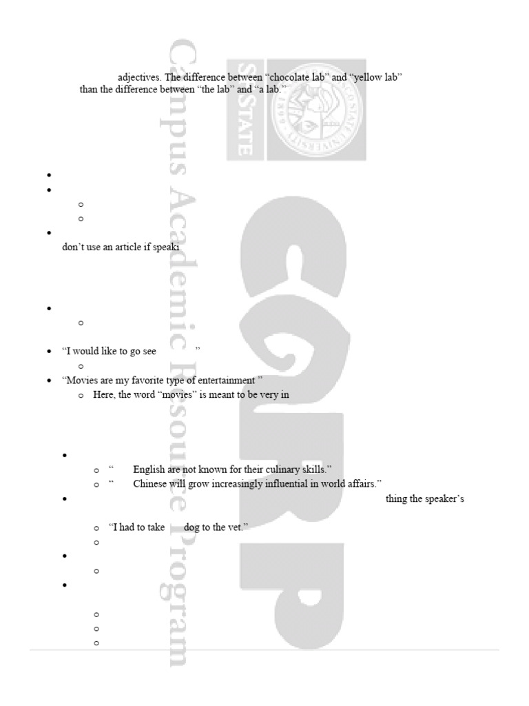 Articles A Guide To Articles and Exercises | PDF | Adjective | Noun
