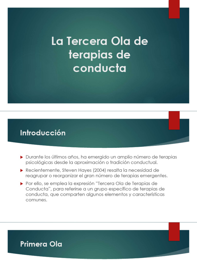 Tercera Ola de Terapias de Conducta | PDF | Psicoterapia | Terapia de ...