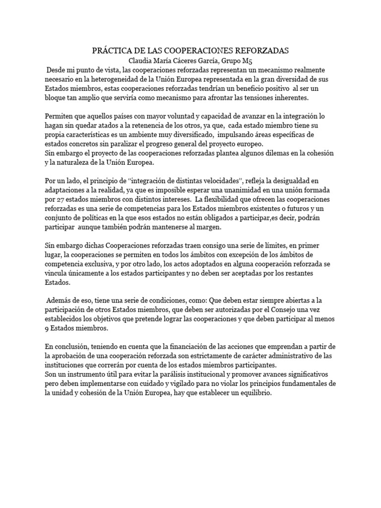 Cooperaciones Reforzadas en la UE: Beneficios y Desafíos | PDF | Estado ...