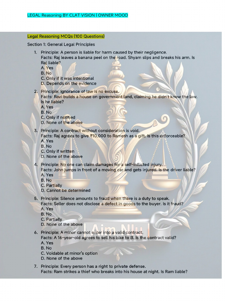 Legal Reasoning by CLAT VISION | PDF