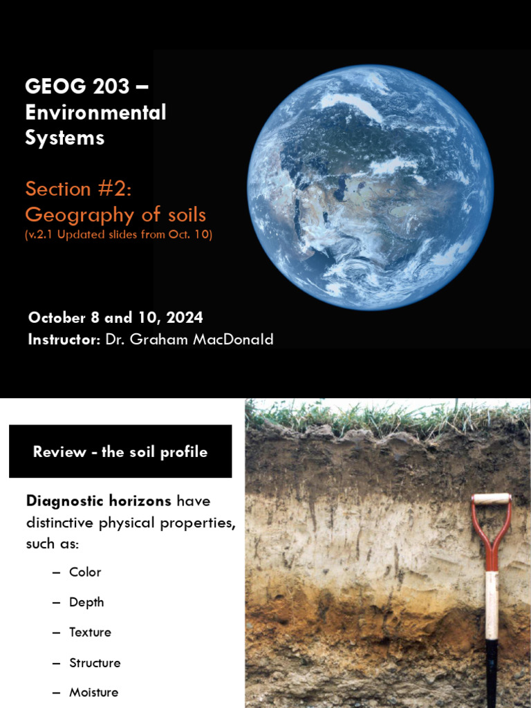 GEOG 203 - Oct 8 and 10 - Geography of Soils - v2.11 | PDF | Soil | Earth Sciences