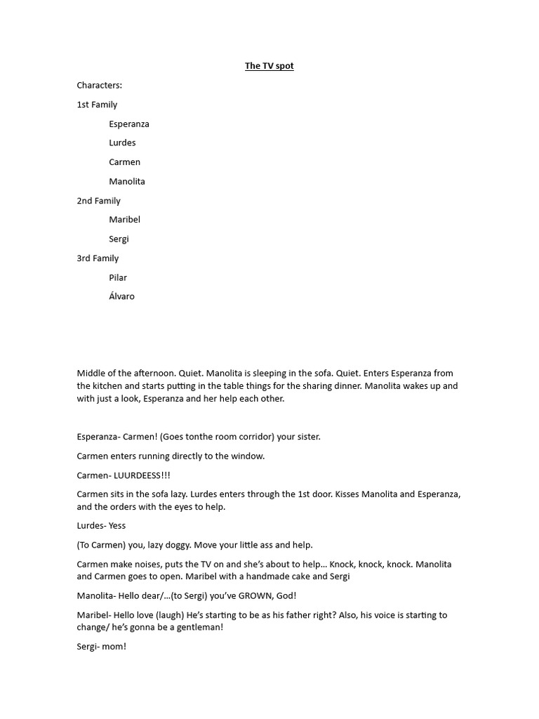 The TV spot- script | PDF