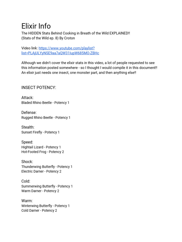 Stats of the Wild Elixir Info - Croton | PDF