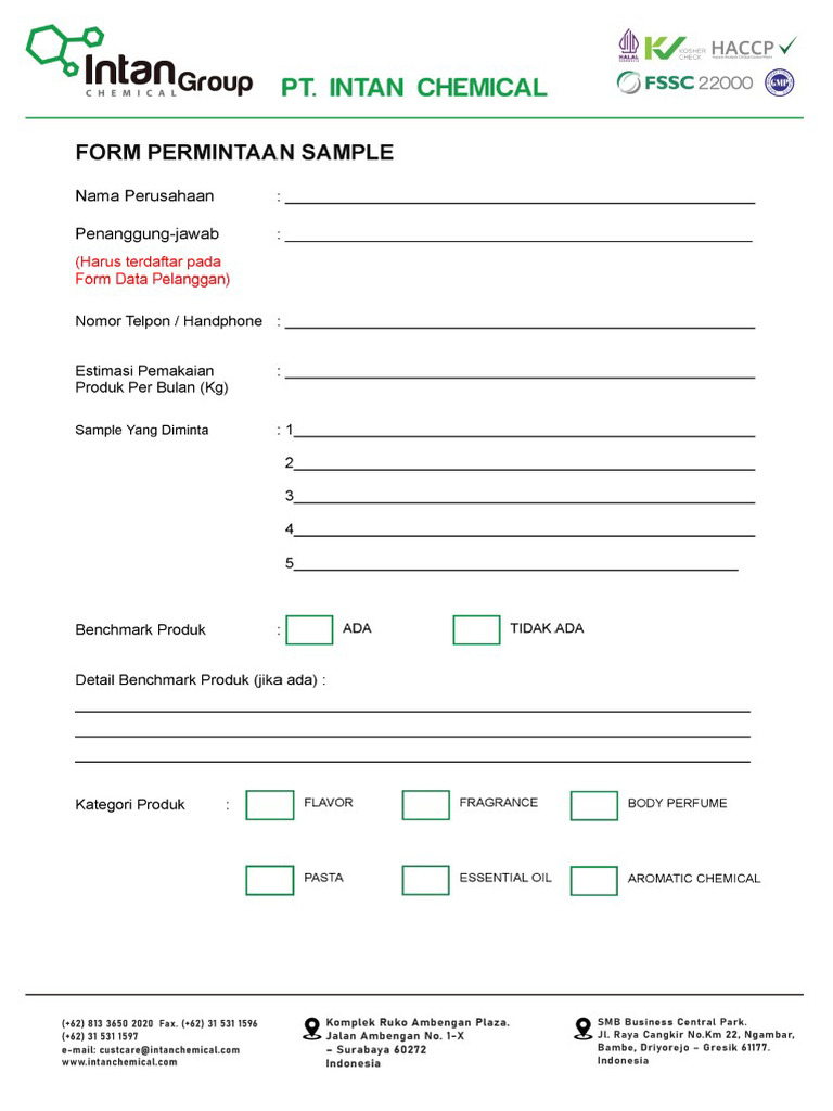 Form - Permintaan Sample 2023 | PDF