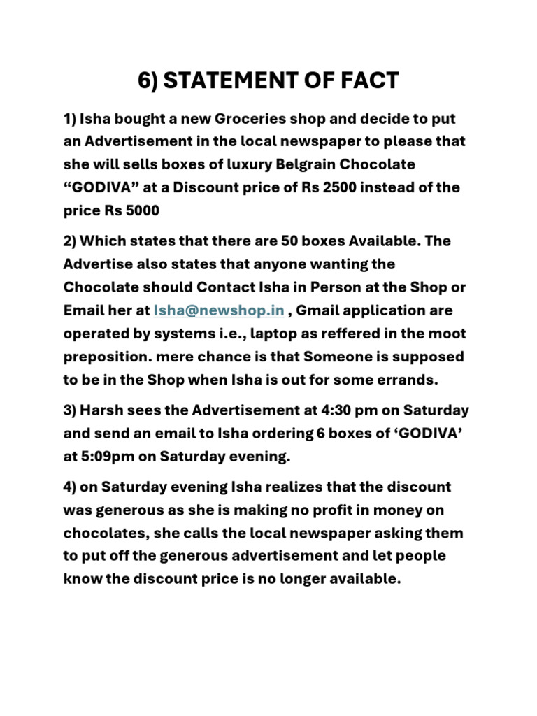 Discount Chocolate Contract Dispute | PDF