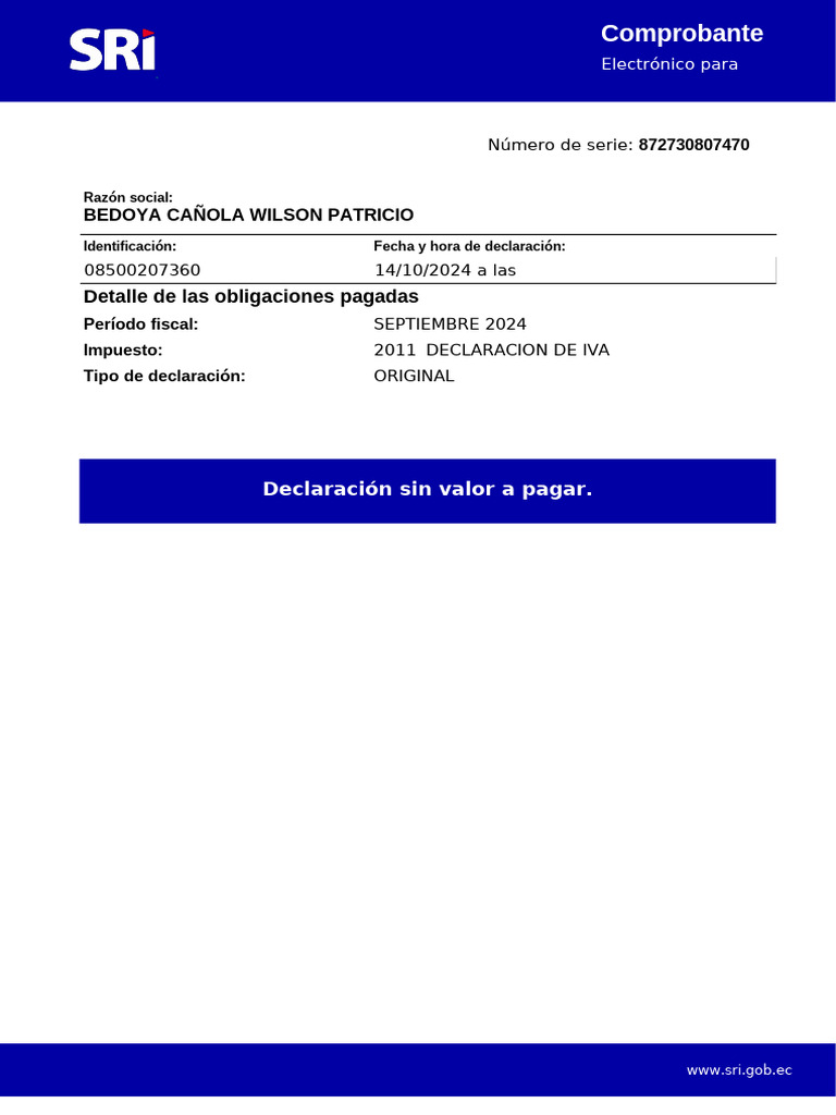 Declaración IVA Septiembre 2024 | PDF