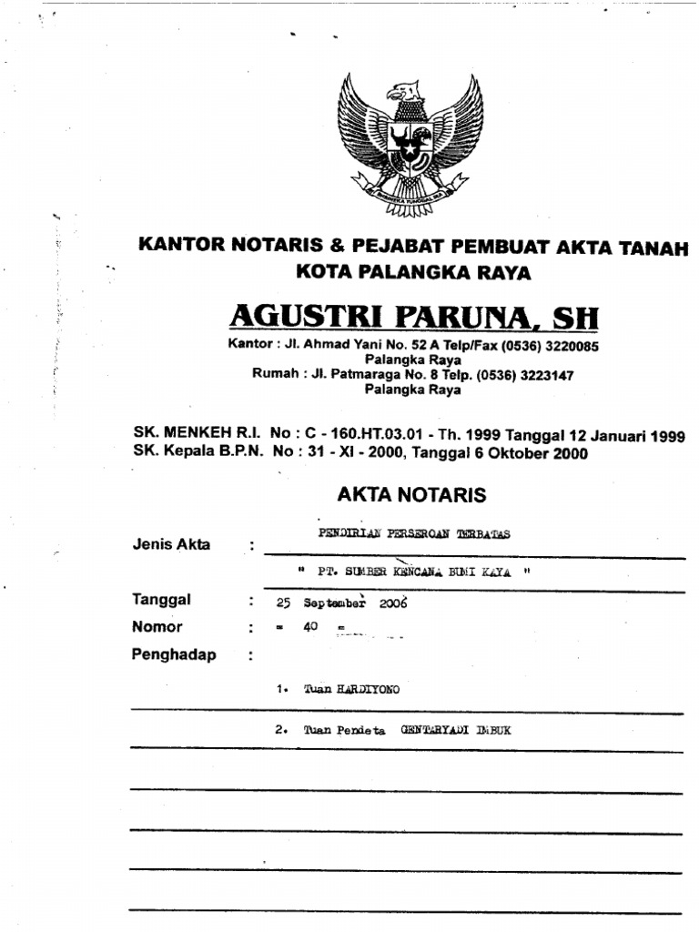 Akta PT - SKBK | PDF