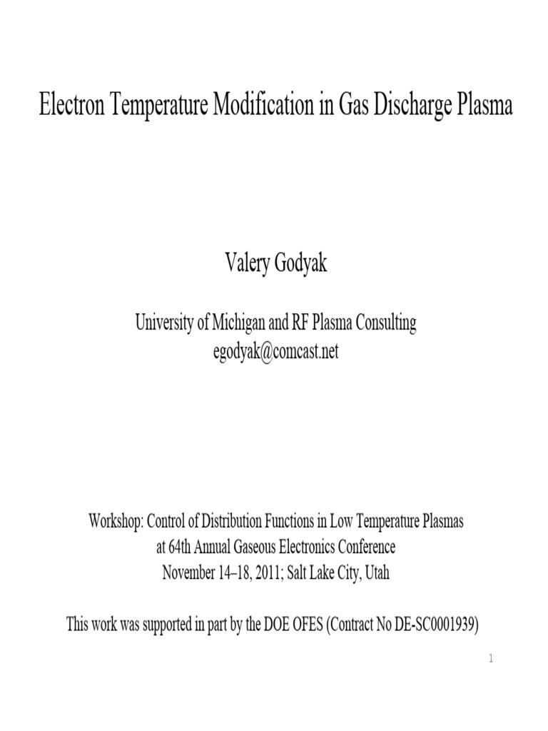 Electron Temperature in Gas Discharge Plasma | PDF | Plasma (Physics ...
