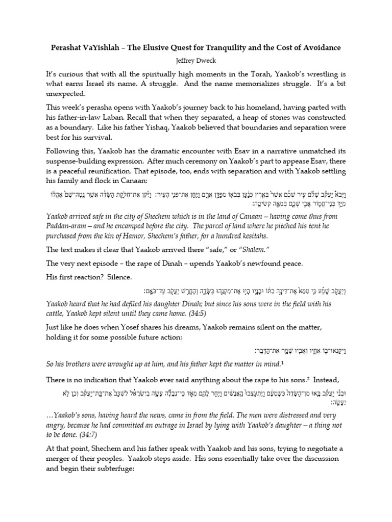 VaYishlah Article | PDF | Torah Books | Weekly Torah Readings