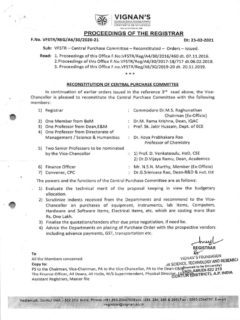 Central Purchase Committee 25.02.2021 | PDF