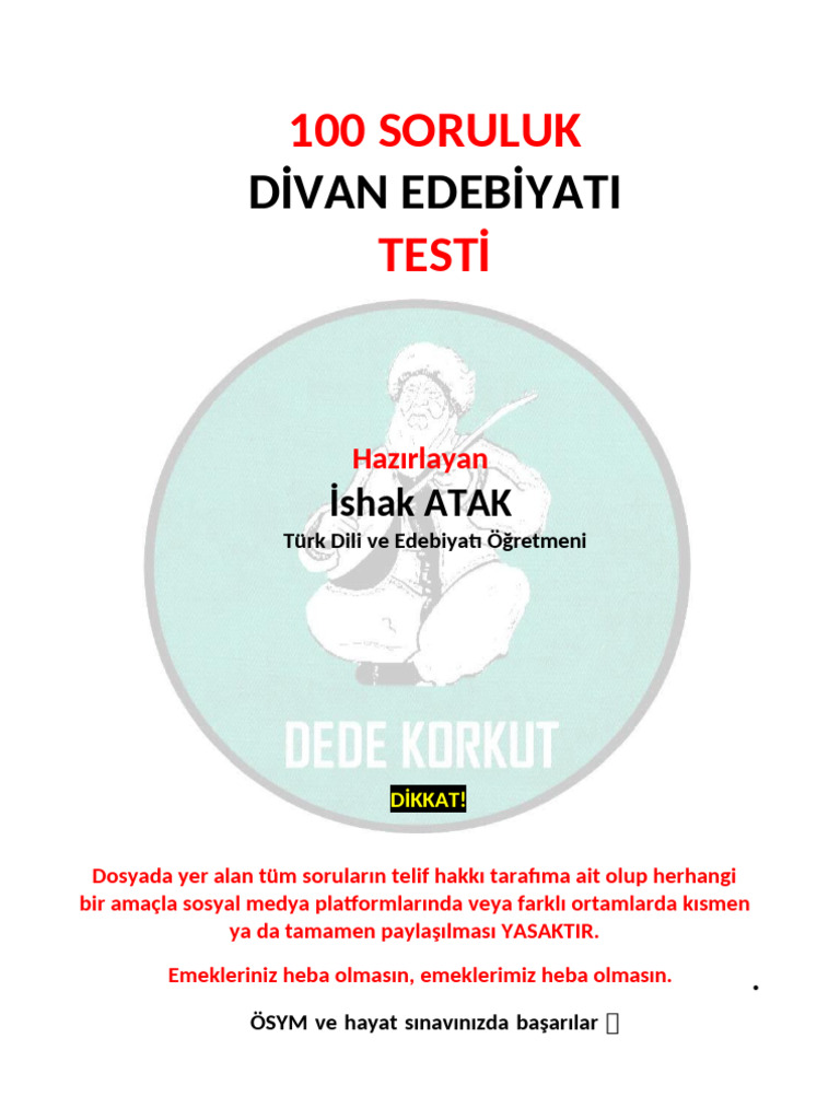DİVAN 100 SORU | PDF