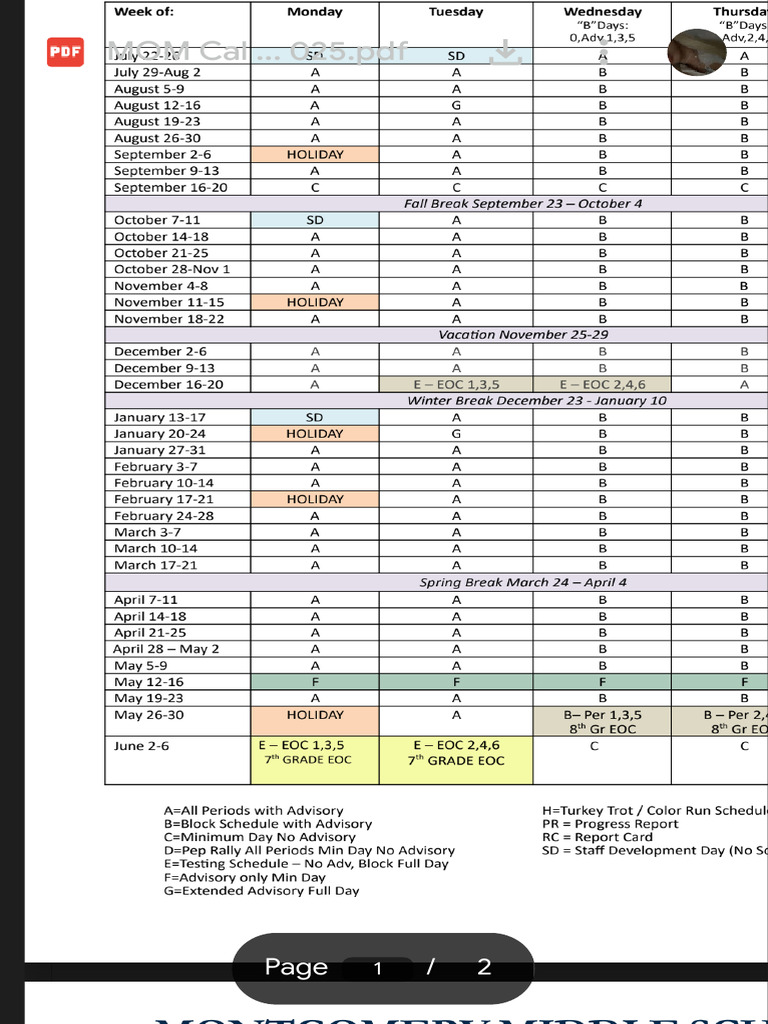 Torrance USD 2024-2025 Weekly Calendar | PDF