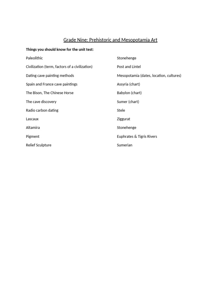 Prehistoric Test Review | PDF