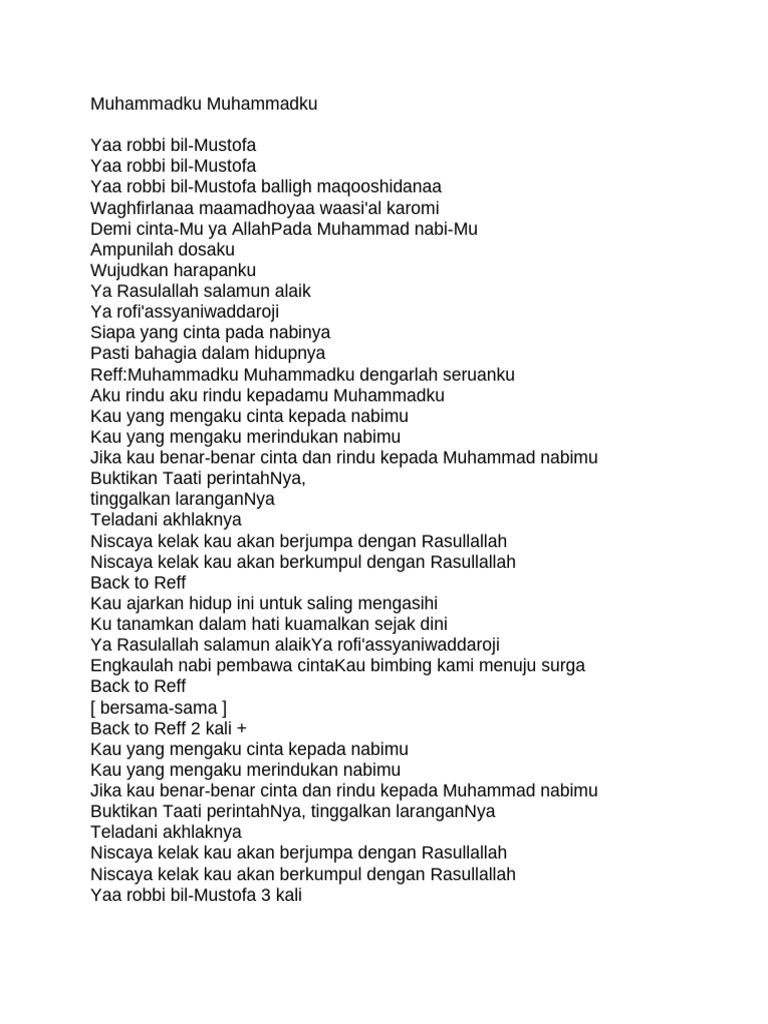 Muhammadku Muhammadku-Lirik Lagu | PDF