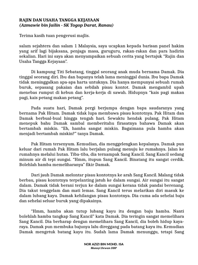 Koleksi Skrip Pertandingan Bercerita Tahap II | PDF