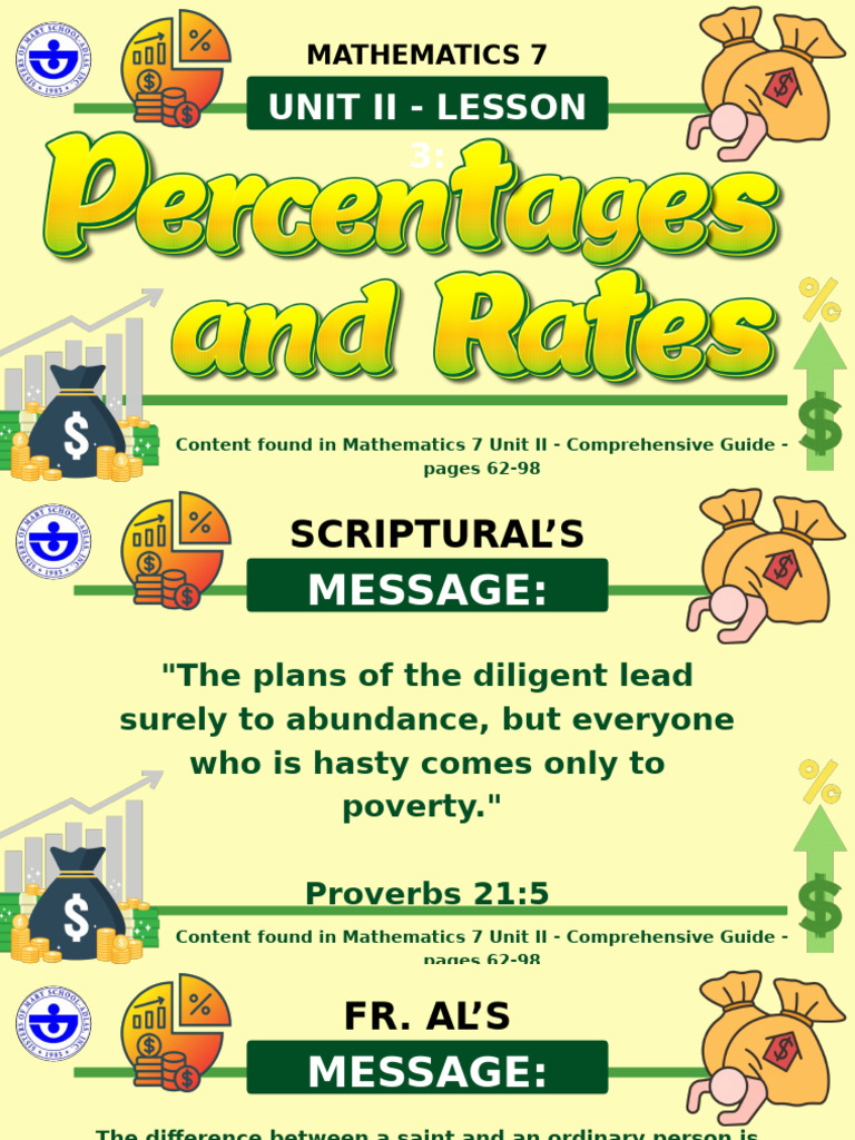 Math7 Unit II Lesson 3 Part 1 | PDF | Percentage | Sales