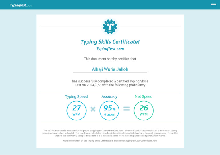 TypingTest.com - Prove Your Typing Skills! | PDF