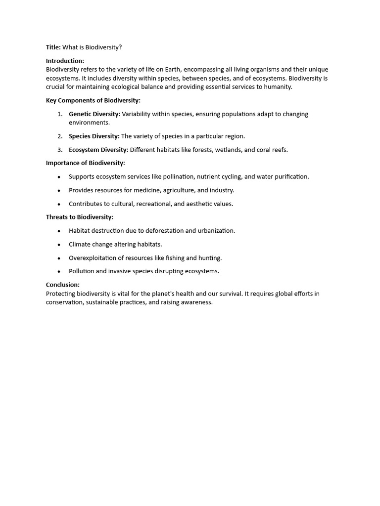 Biodiversity | PDF