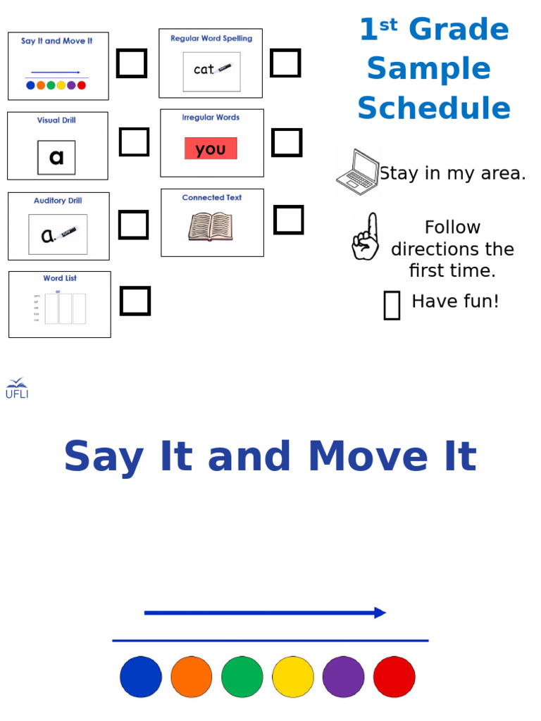 1st Grade Sample Schedule and Activities | PDF
