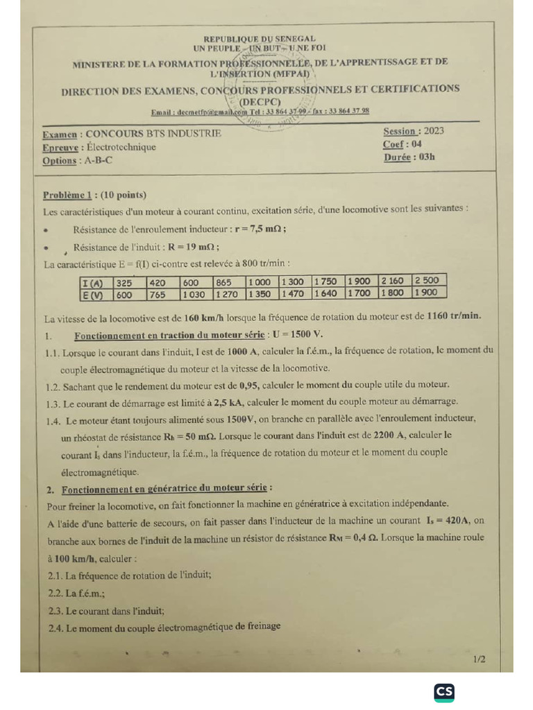 Epreuve Concours Bts | PDF