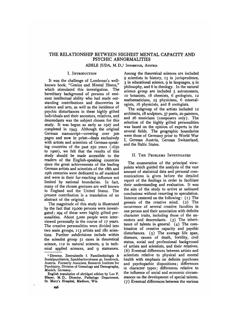 Adele Juda 1949 | PDF | Clinical Medicine | Abnormal Psychology