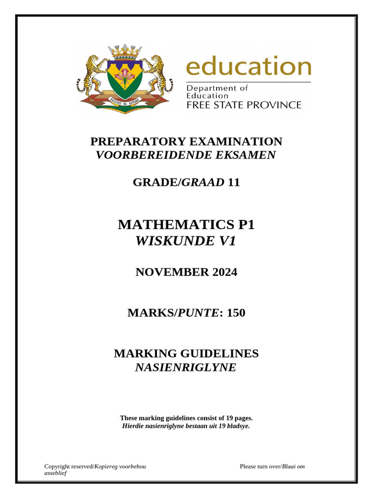 GR 11 Maths P1 Marking | PDF | Mathematics | Mathematical Objects