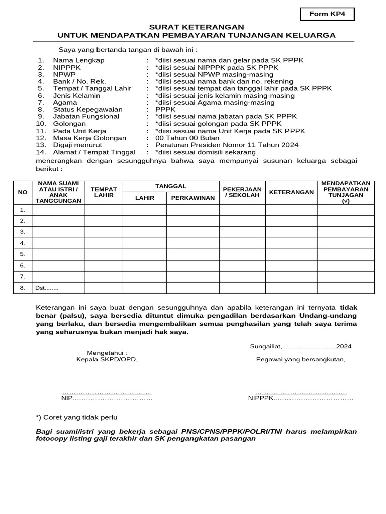 FORMULIR KP4 2024 | PDF
