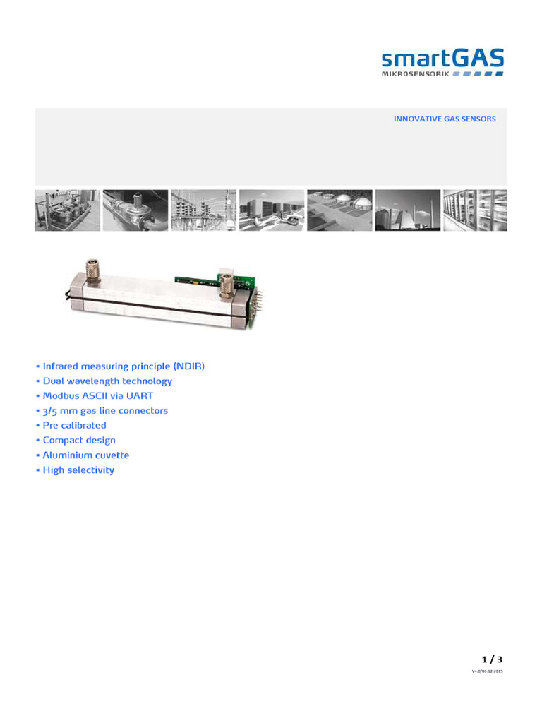 smartGAS Datasheet F1 212207 00000 | PDF | Gases | Sensor