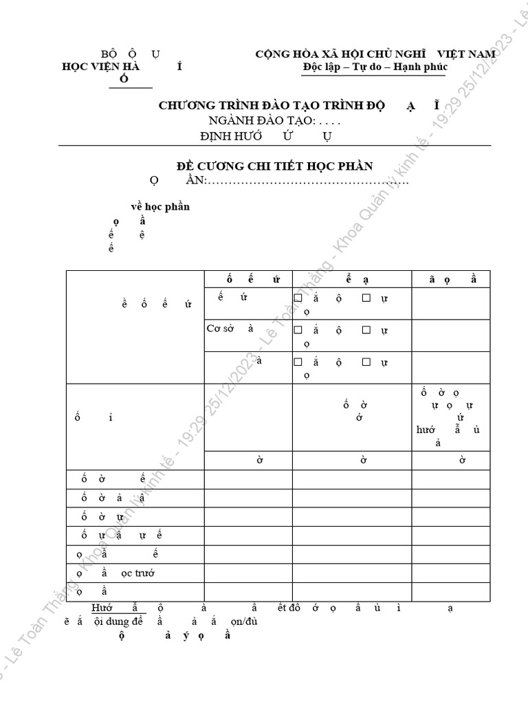 Mau de Cuong Chi Tiet Hoc Phan Giai Doan 2 | PDF