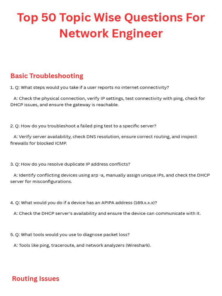 Network Engineer Interview Q&A Guide | PDF | Computer Network | Wi Fi