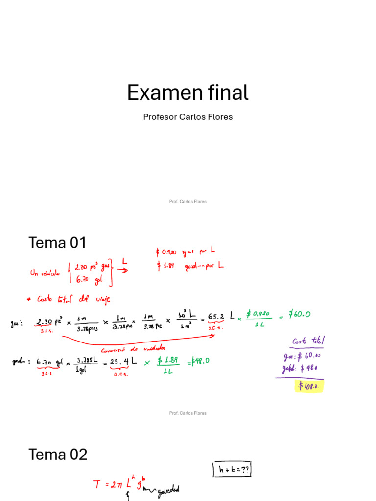 Examen Final del Profesor Carlos Flores | PDF
