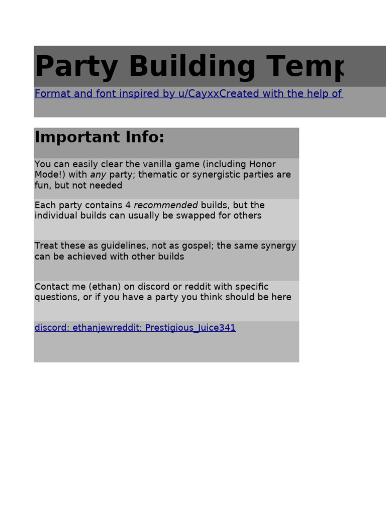 BG3 Party Building Templates - Edited | PDF | Dungeons & Dragons | Gary ...