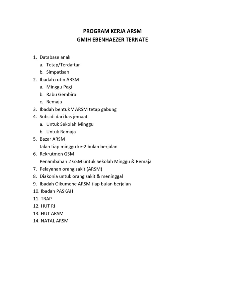 Laporan Kerja Arsm 2024 | PDF