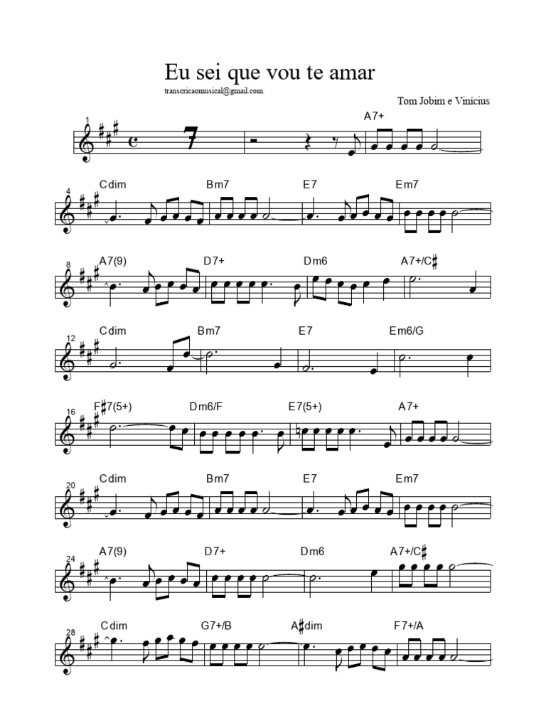 Eu Sei Que Vou Te Amar - Sax Alto | PDF