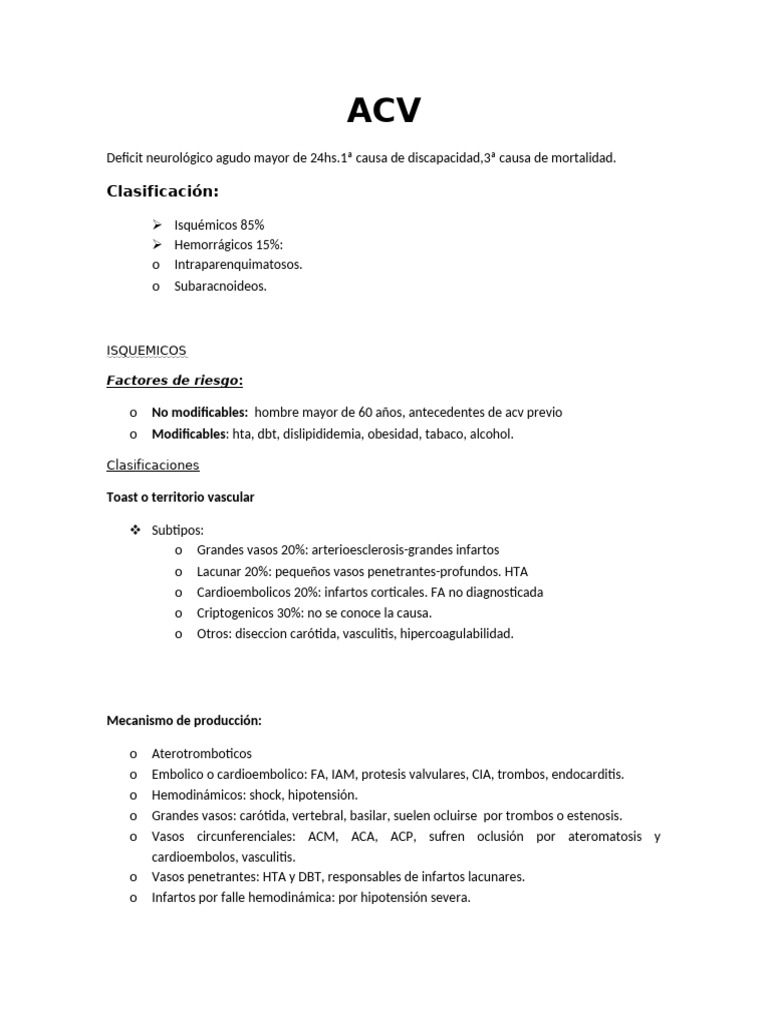 ACV | PDF | Carrera | Enfermedades y trastornos