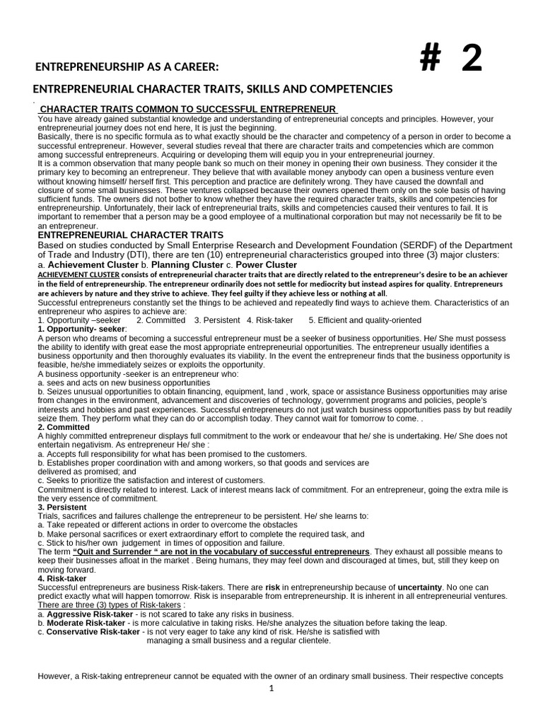 ENTREP-NOTES-Q1-2 | PDF | Entrepreneurship | Information