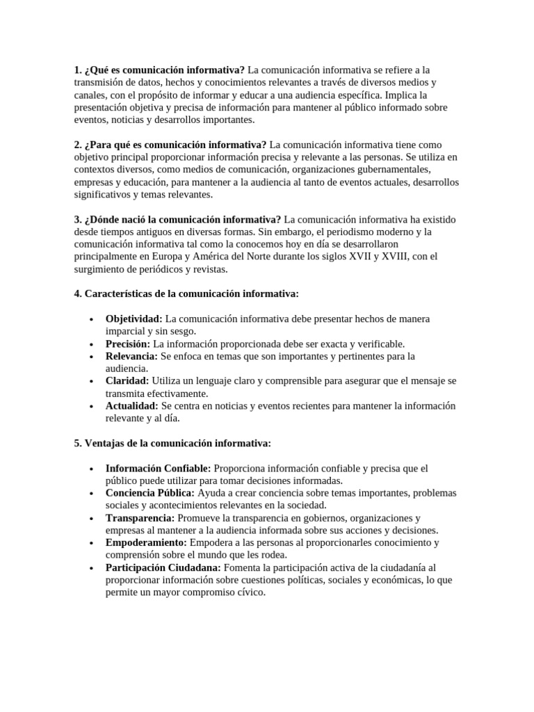 Comunicacion Informativa | PDF | Comunicación | Información