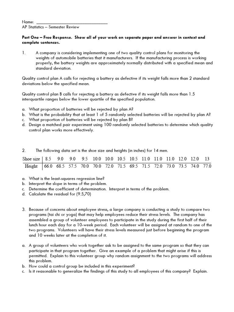 Fall Semester Review Stats Revised | PDF | Mode (Statistics) | Bias Of ...
