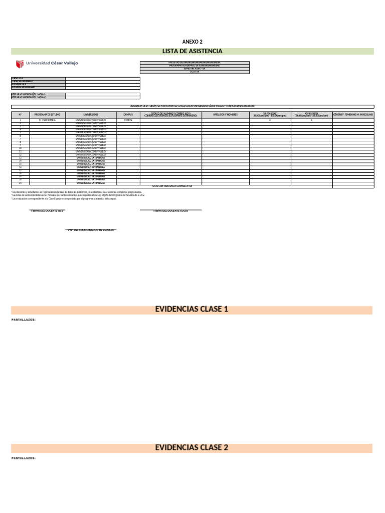 Anexo 02 - LISTA DE ASISTENCIA Y EVIDENCIAS.. | PDF