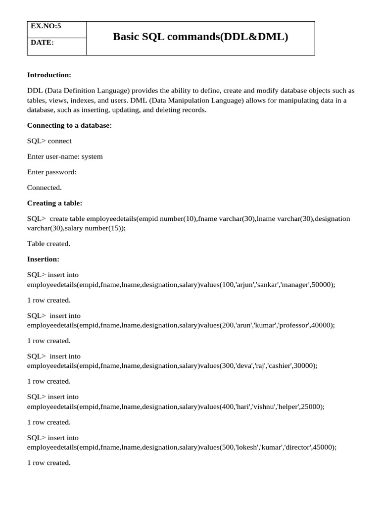 Ad3391 Lab Exercise | PDF | Pl/Sql | Information Retrieval
