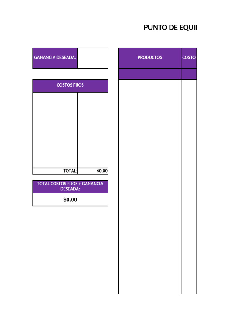 Plantilla Punto de Equilibrio 3.0 | PDF