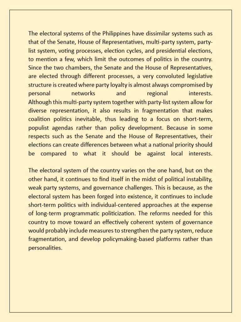 The Electoral Systems of The Philippines | PDF | Elections | Electoral ...