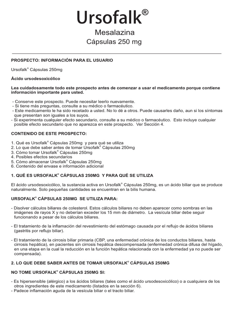 Ursofalk: Usos y Efectos Secundarios | PDF | Control de la natalidad ...