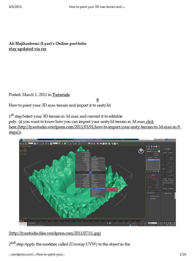 How To Paint Your 3D Max Terrain and Import It To Unity3d - Lyasstudio | PDF | 3 D Computer Graphics
