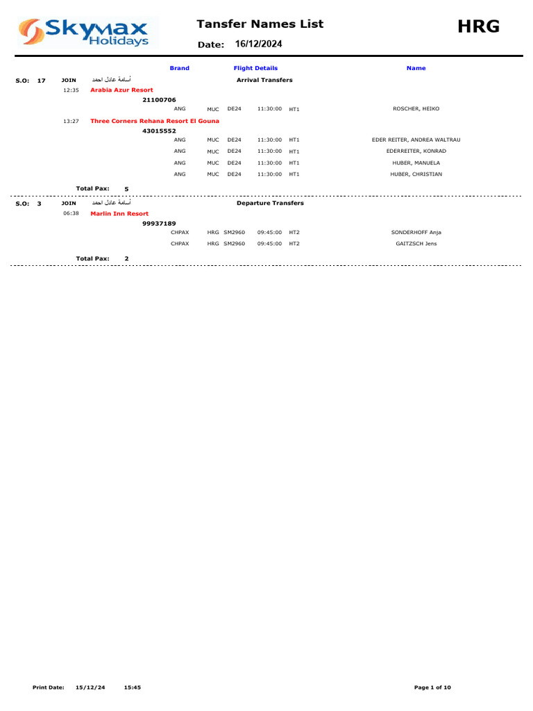 Arr & Dep Names 16 Dec 24 | PDF