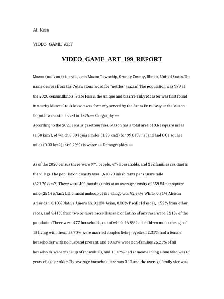 Video Game Art 199 Report | PDF