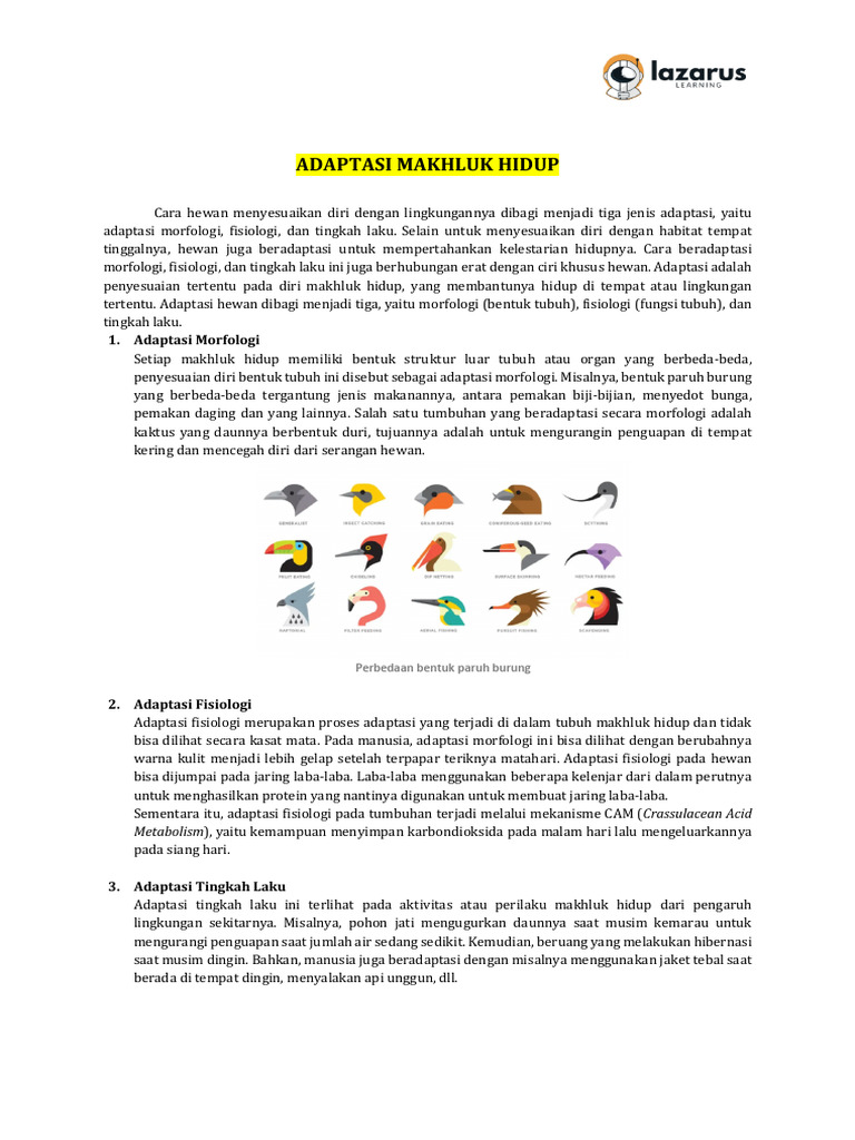 Perbedaan Adaptasi Morfologi dan Fisiologi | PDF