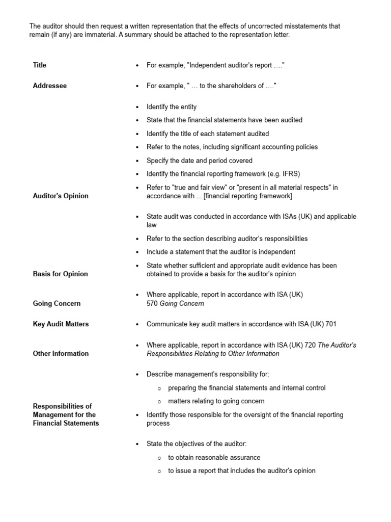 Auditor's Report Guidelines and Key Matters | PDF | Audit | Auditor's ...