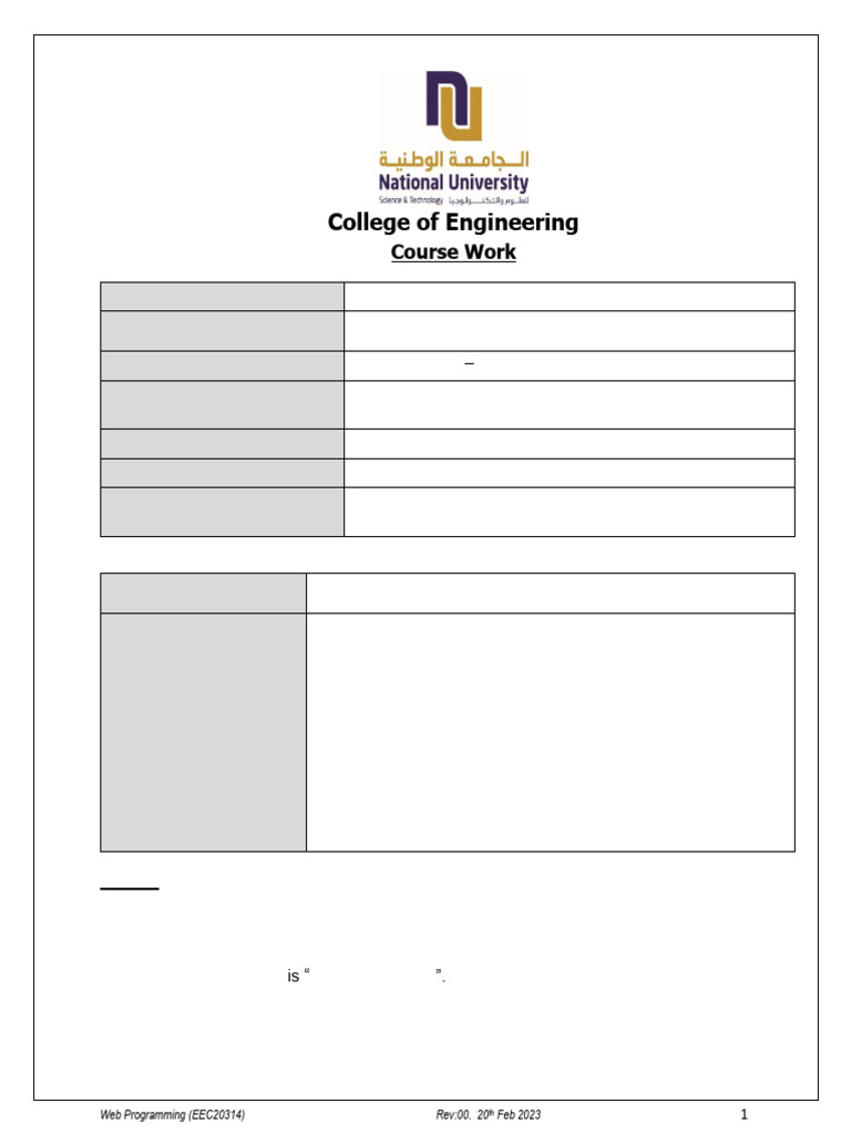 EEC20314_WebProgramming_CourseWork_2023 | PDF | World Wide Web ...