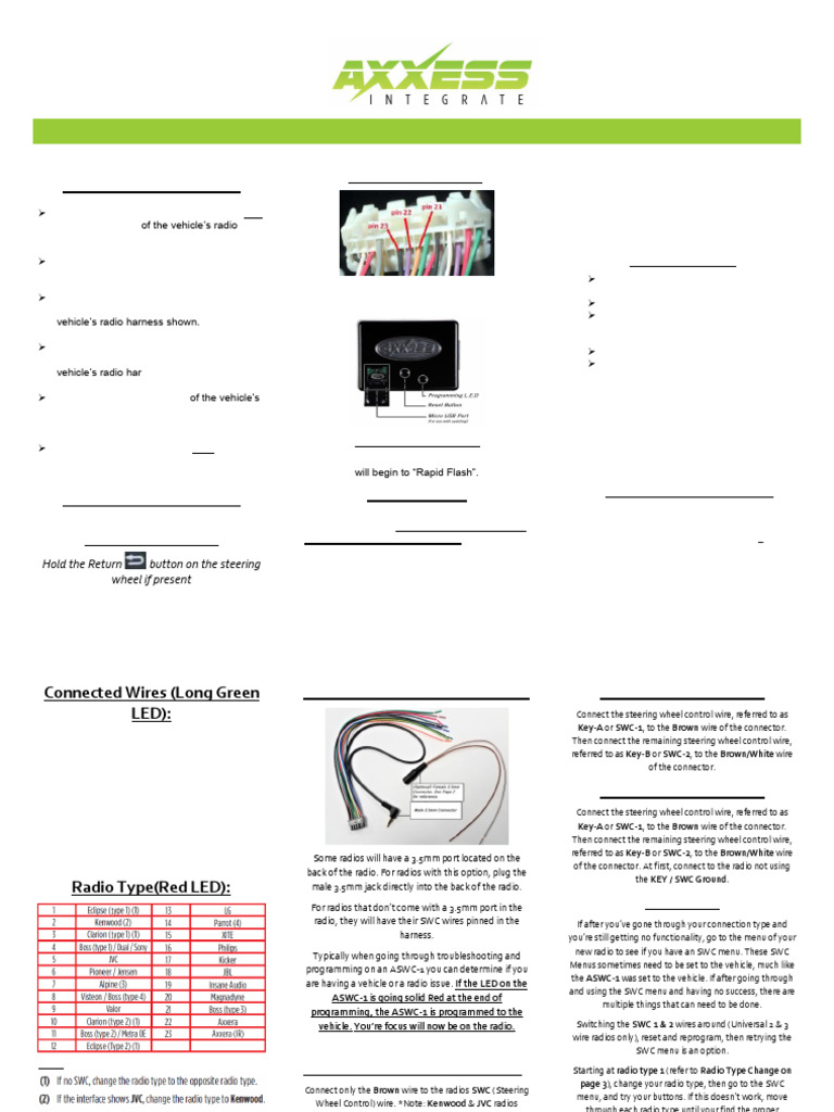 ASWC-1_INST_604i | PDF | Electrical Connector | Menu (Computing)